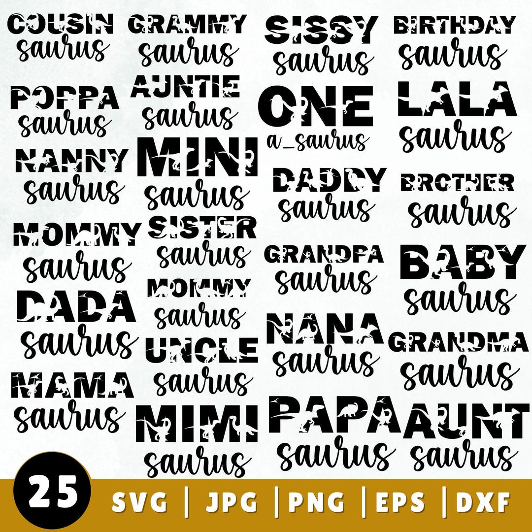 Family Saurus SVG Bundle: Dinosaur Matching Designs (digital Files) - Etsy