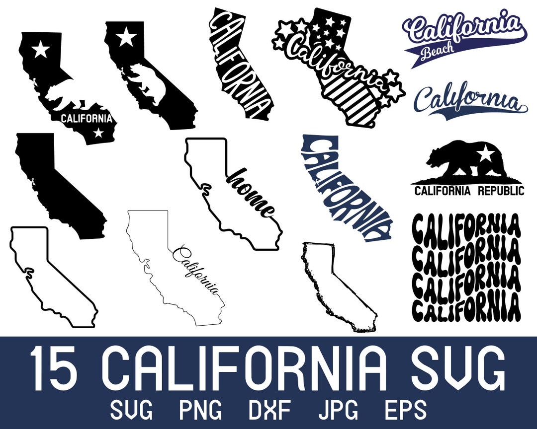 California SVG Bundle: State Outline, Stickers, Souvenir Designs - Etsy