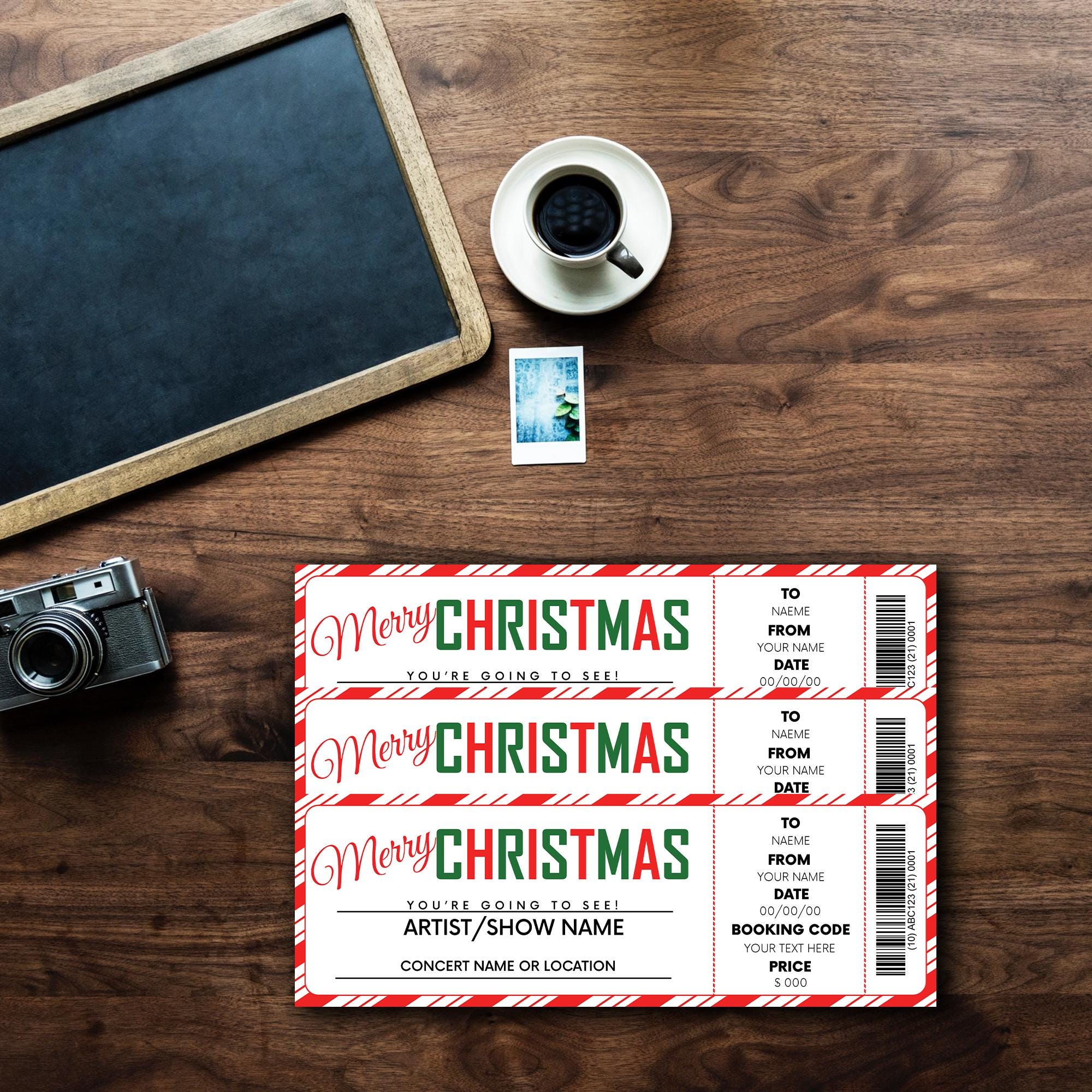 Editable Christmas Concert Ticket Template: Printable Surprise Gift ...