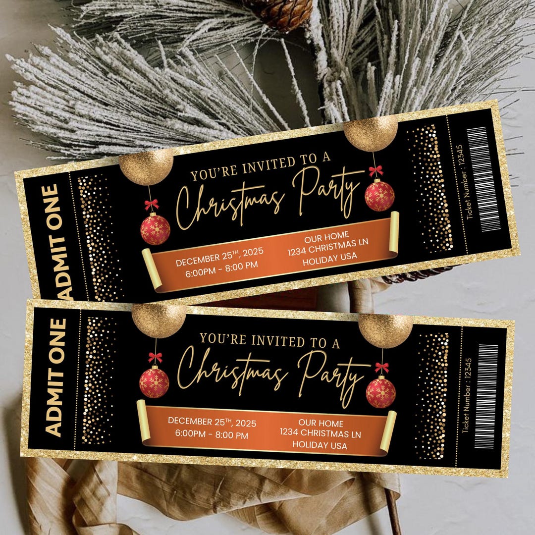 Editable Christmas Party Ticket Template: DIY Event Printable (PDF) - Etsy