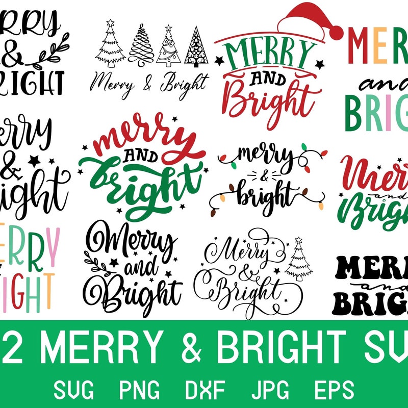 Merry and Bright Svg - Etsy