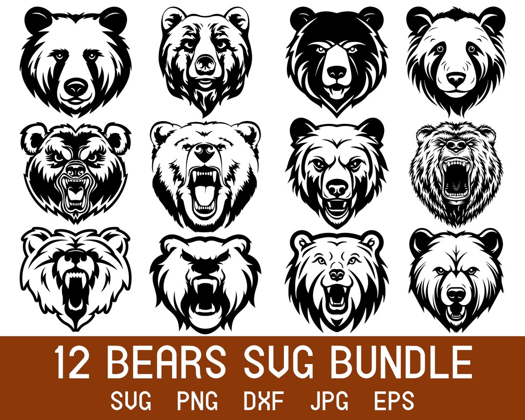 Bears SVG Bundle: 12 Designs for Cricut, Shirts, Mugs (digital Download ...