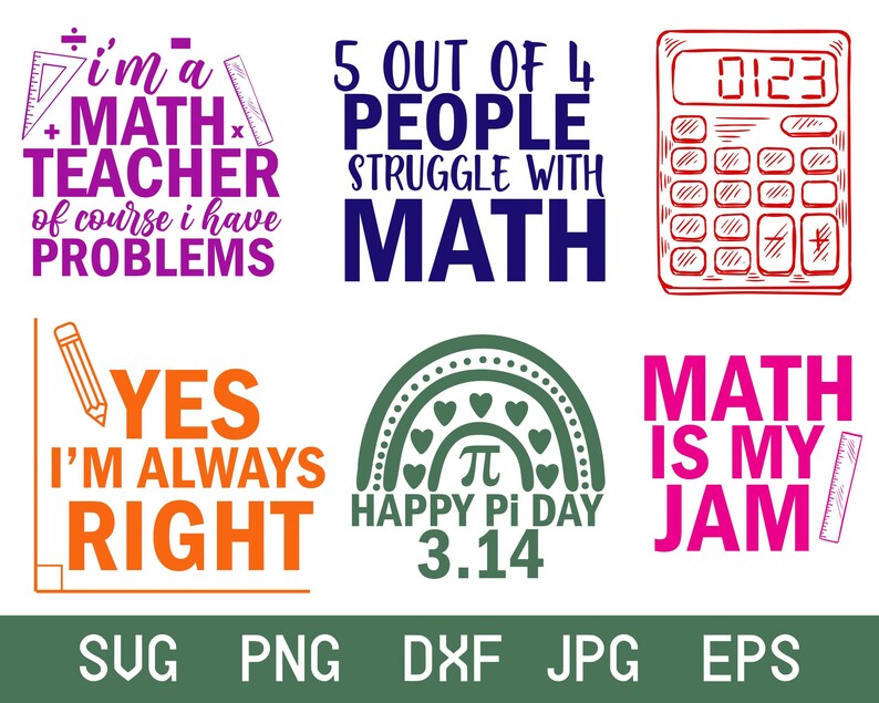 Math Teacher SVG Bundle: Cricut Cut Files (digital Download) - Etsy