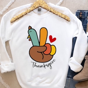 Peace Sign Turkey Svg, Thanksgiving Svg, Hello Thanksgiving Sweatshirt ...