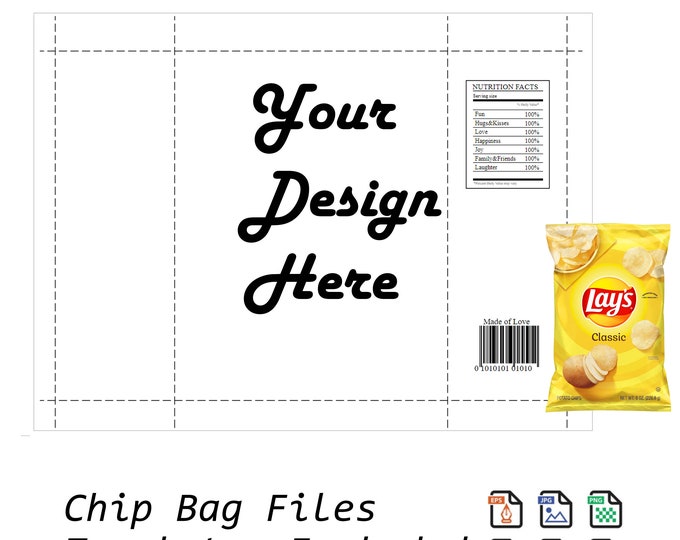 Editable Chip Bag Template, Chip Bag Template Canva, Chip Bag ...