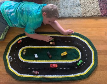 Crochet Race Car Track Rug - Etsy