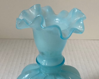 Fenton Blue Ruffled Vase - Etsy