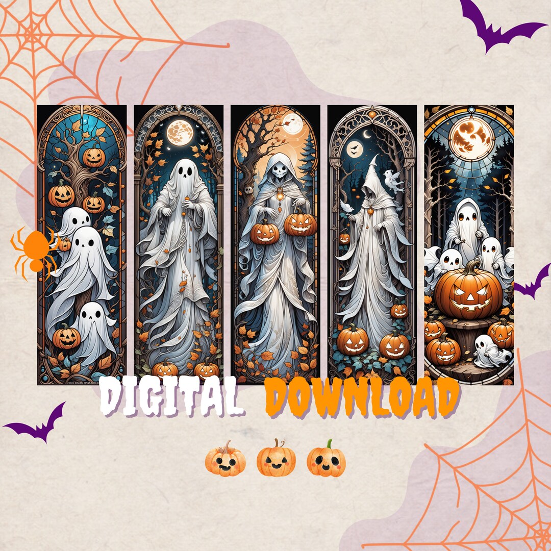 Halloween Bookmark, Bookmark Printable, Bookmark Set, Spooky Ghost ...
