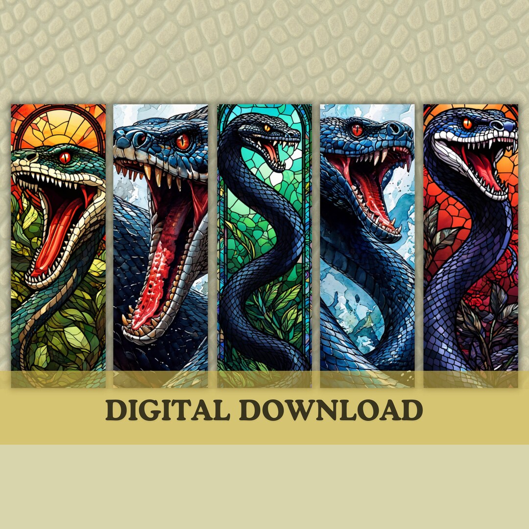 A Set of Snake Bookmarks, Book Lover, Bookish, Reading Tracker, Digital ...