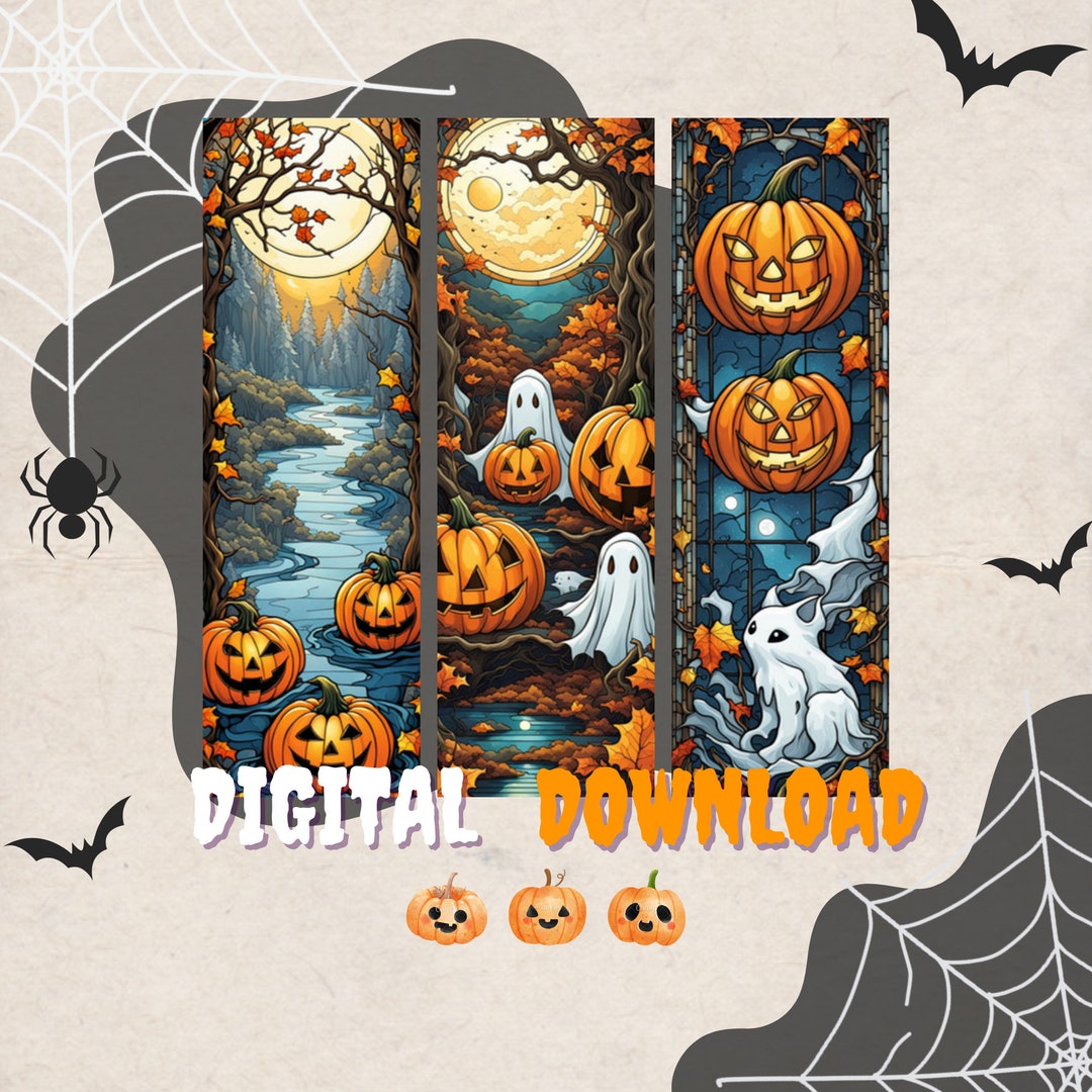 3 Halloween Bookmark, Bookmark Printable, Bookmark Set, Spooky Cute ...