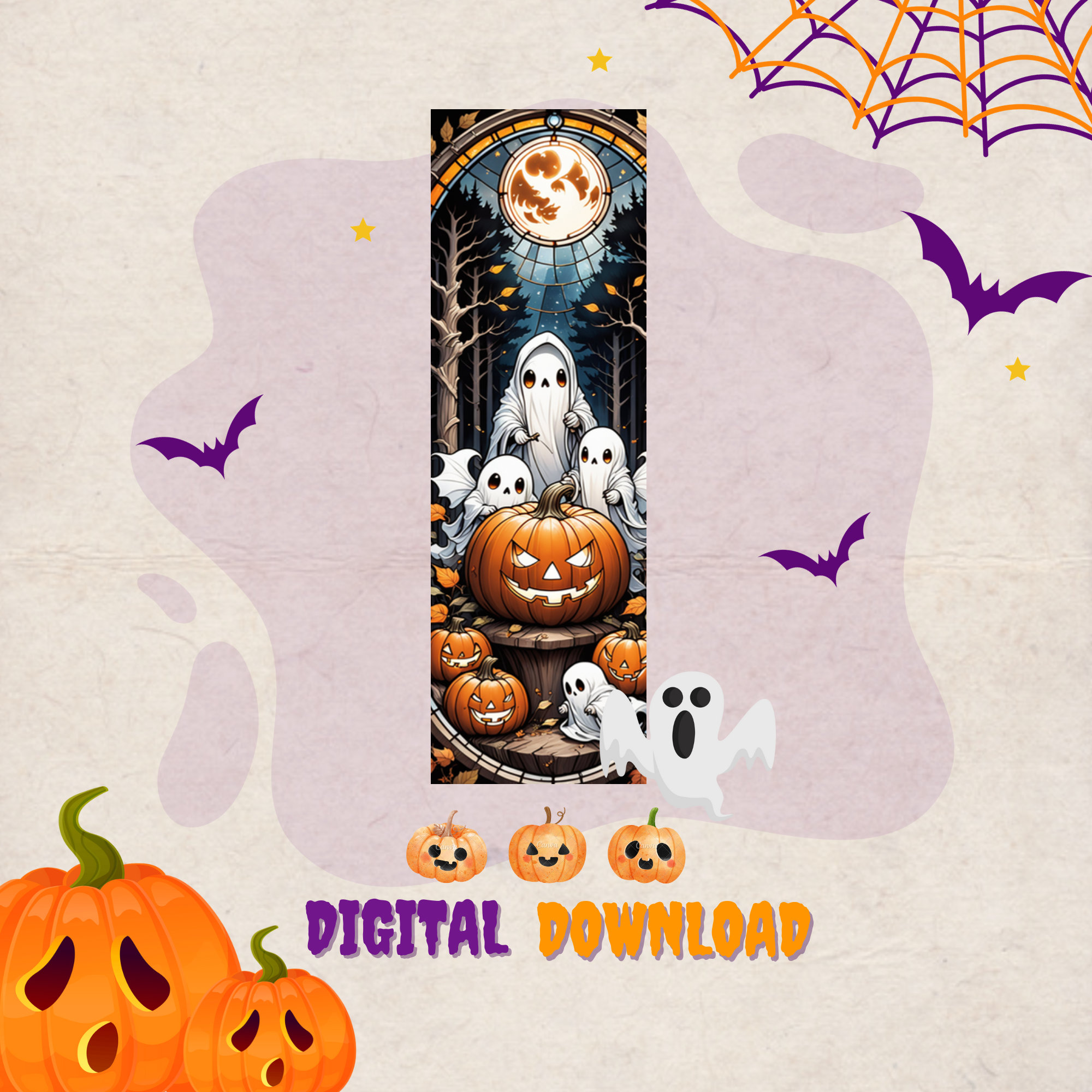 Halloween Bookmark, Bookmark Printable, Bookmark Set, Spooky Ghost ...