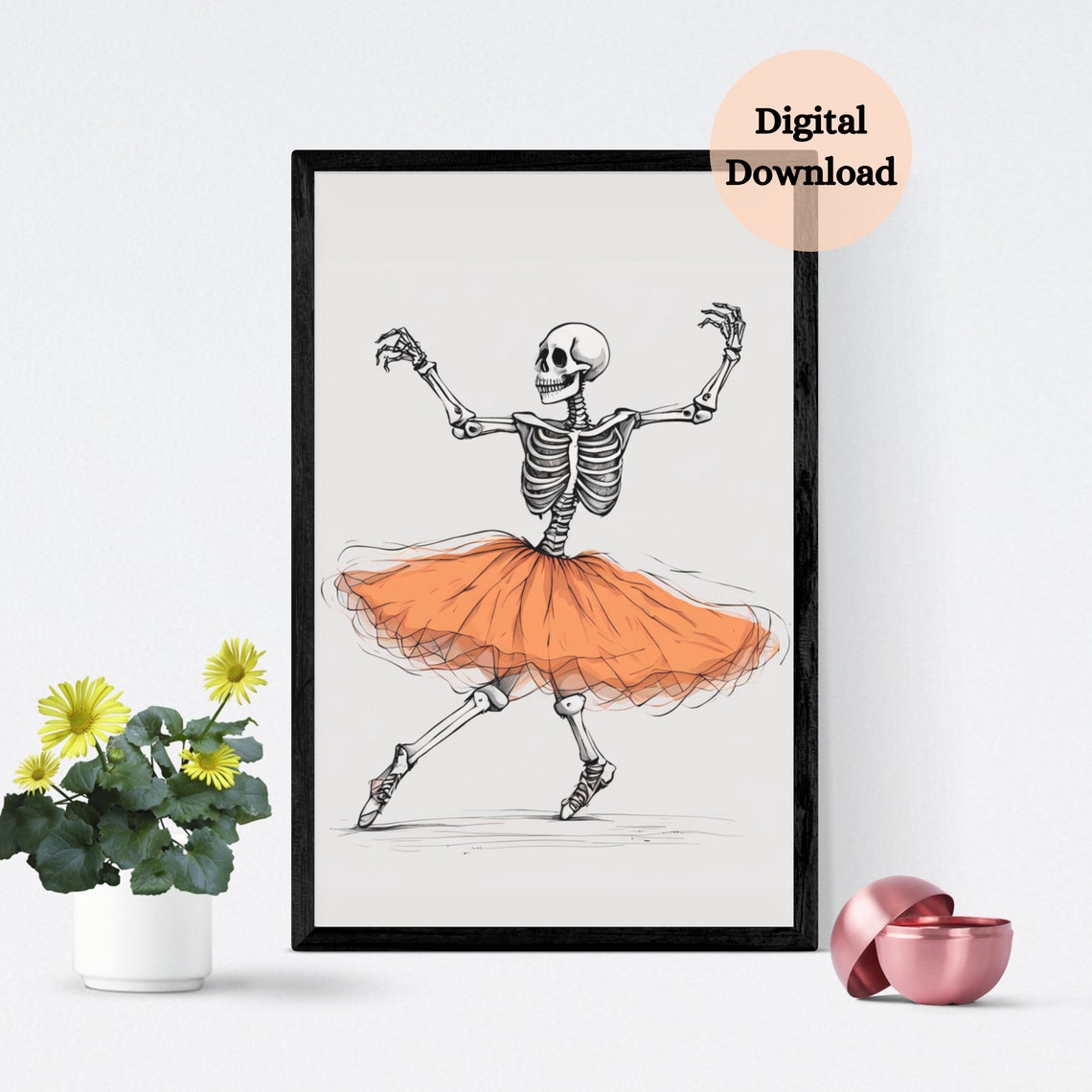 Dancing Skeletons Print Set of 3, Skeleton Art, Funny Wall Art ...