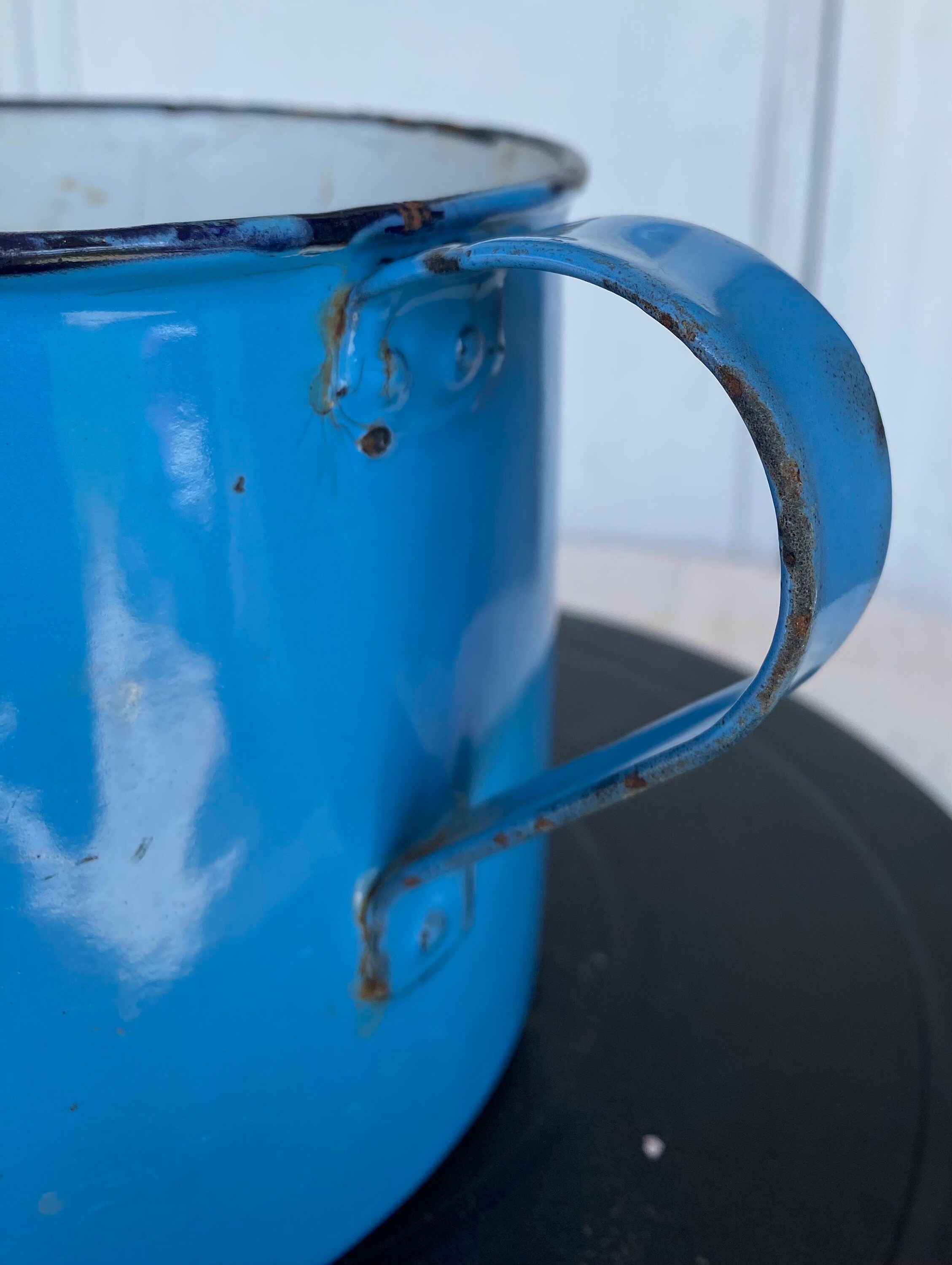 Vintage Enamelware Cup ~ Blue Enamelware Cup ~ Antique Enamelware Cup ...