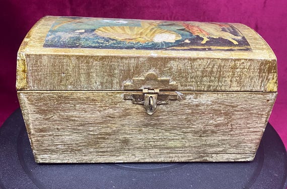Antique Early 1900s Handmade Wooden Jewelry Box with … - Gem