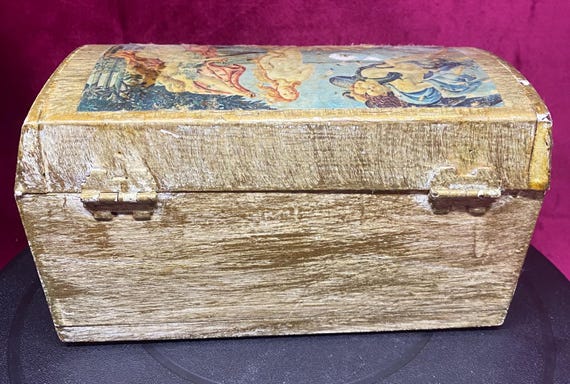 Antique Early 1900s Handmade Wooden Jewelry Box with … - Gem