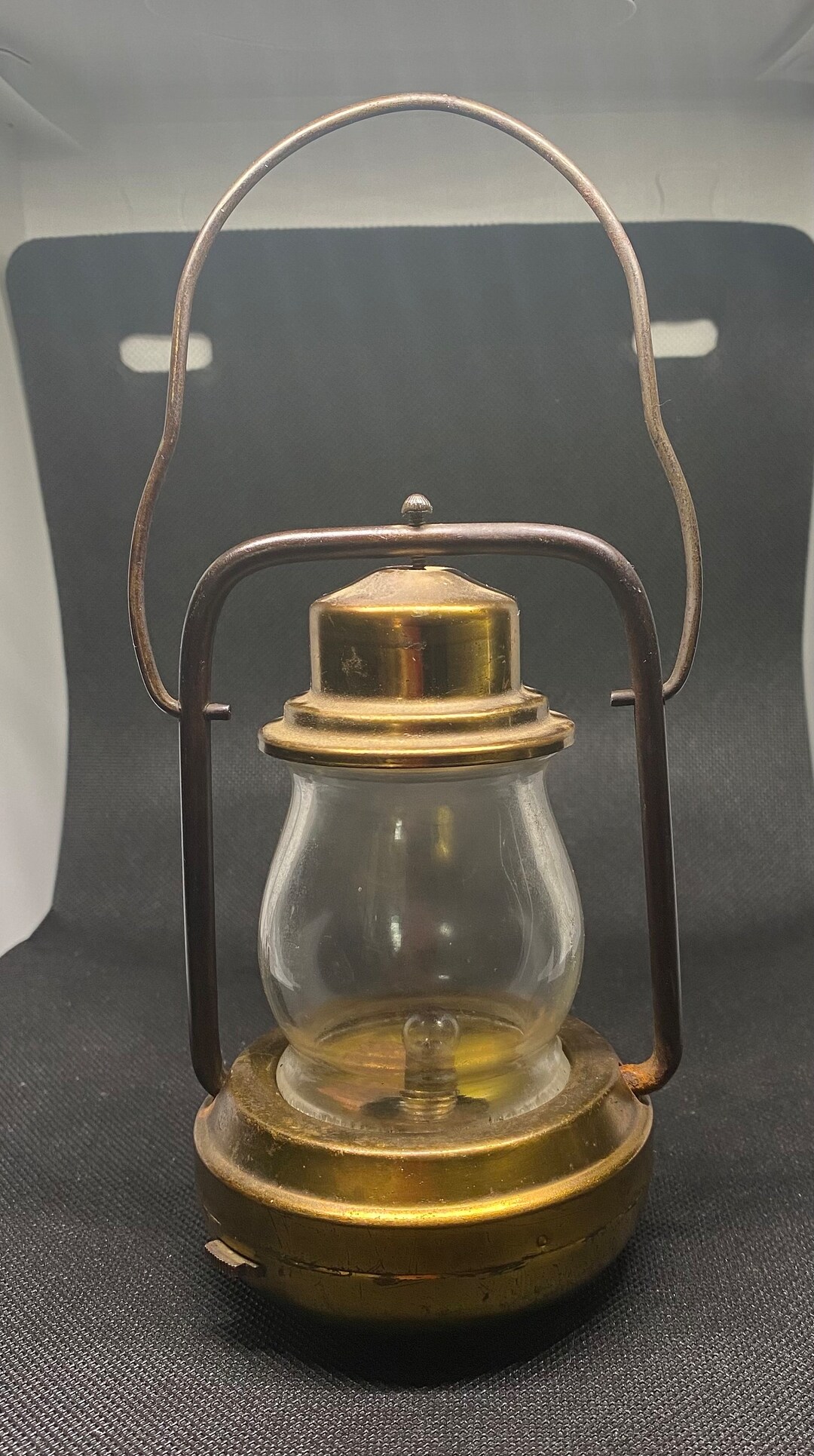 Vintage Small Brass Glass Lamp Lantern Battery Operated - Etsy