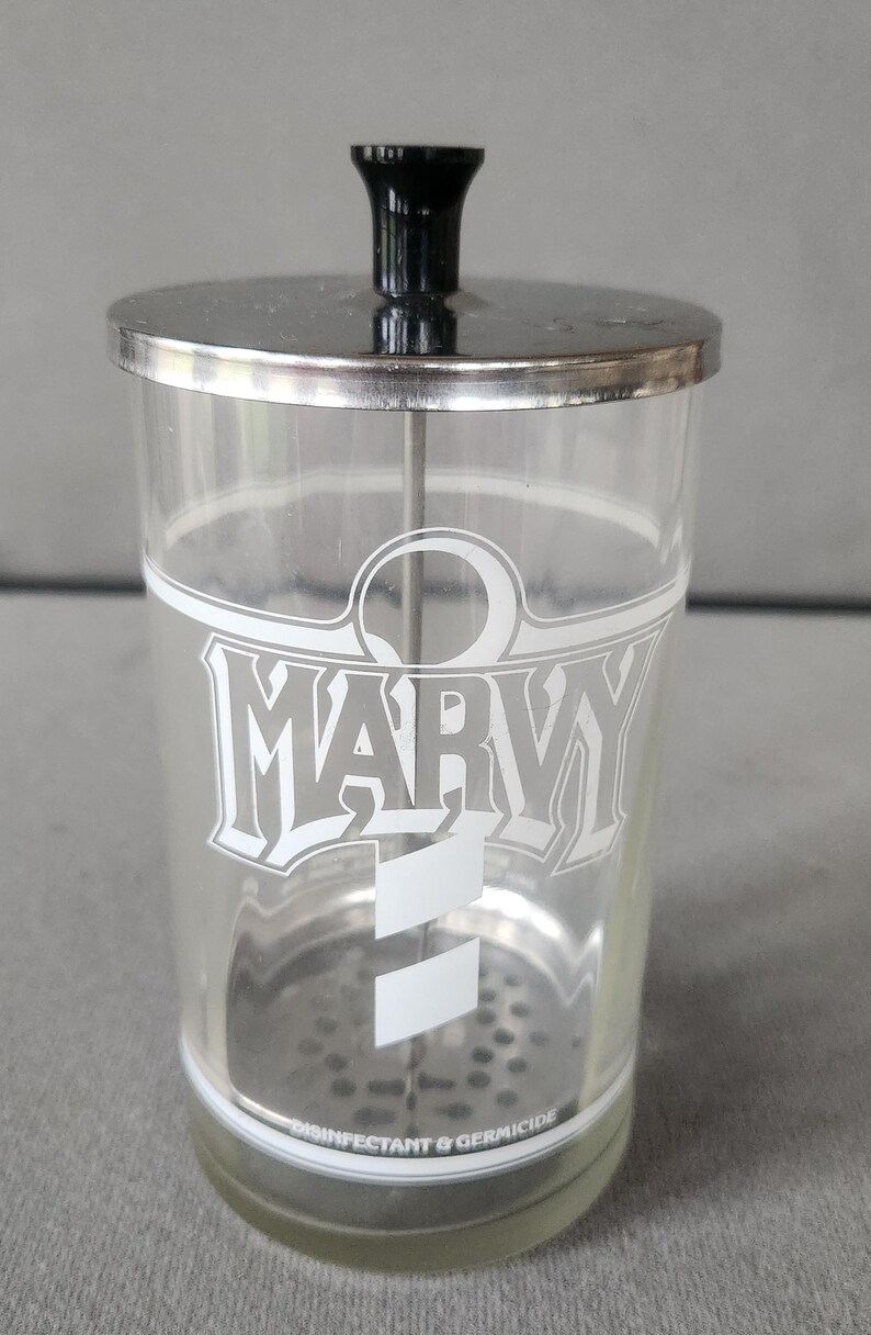Vintage Marvy Barber Disinfectant Jar No 6 Glass Comb Sterilizer ...