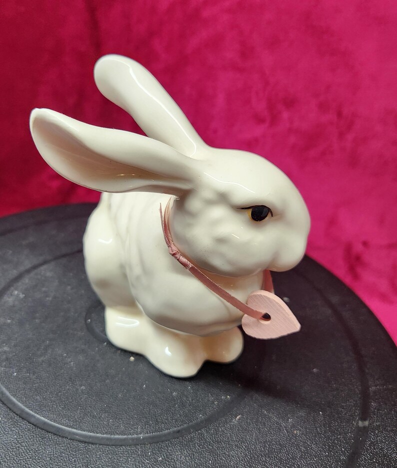 5" Tall Vintage Porcelain Rabbit in Figurine With Necklace - Etsy