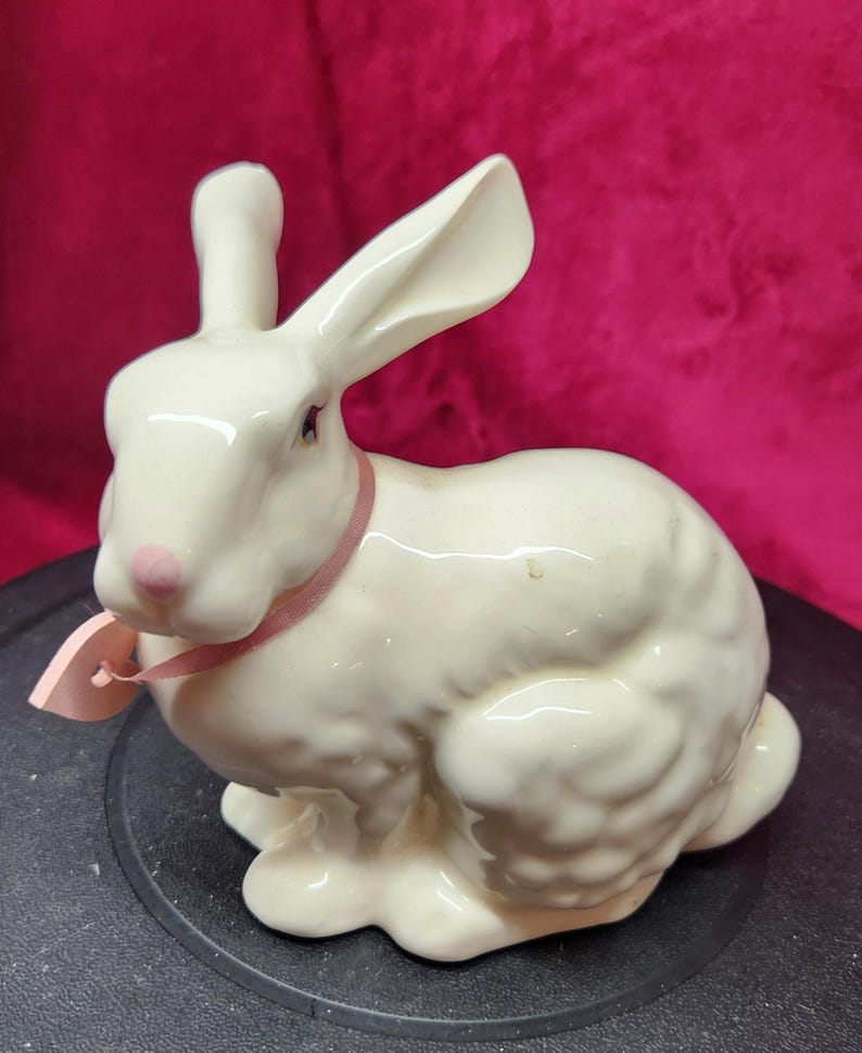 5" Tall Vintage Porcelain Rabbit in Figurine With Necklace - Etsy