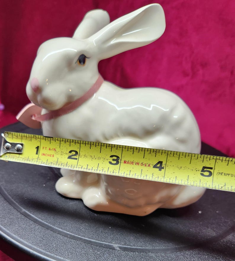 5" Tall Vintage Porcelain Rabbit in Figurine With Necklace - Etsy