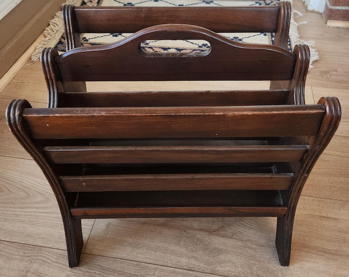 Vintage Wooden Magazine Rack – Book Organizer & Magazine Holder - Etsy