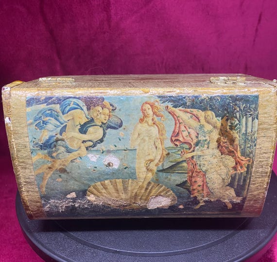 Antique Early 1900s Handmade Wooden Jewelry Box with … - Gem