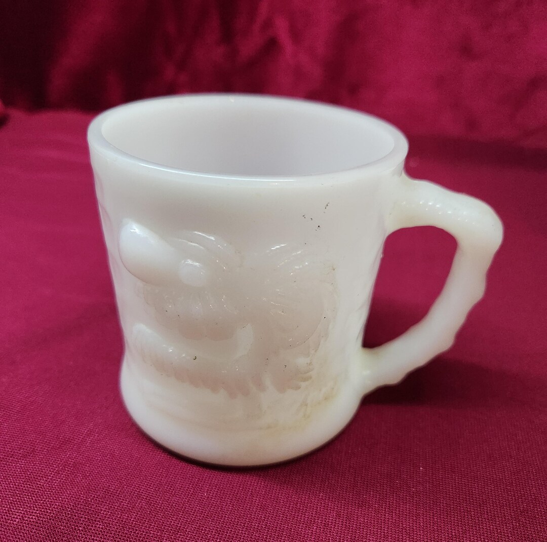 Vintage Milk Glass grog Mug With Embossed Lettering.3diameter. - Etsy
