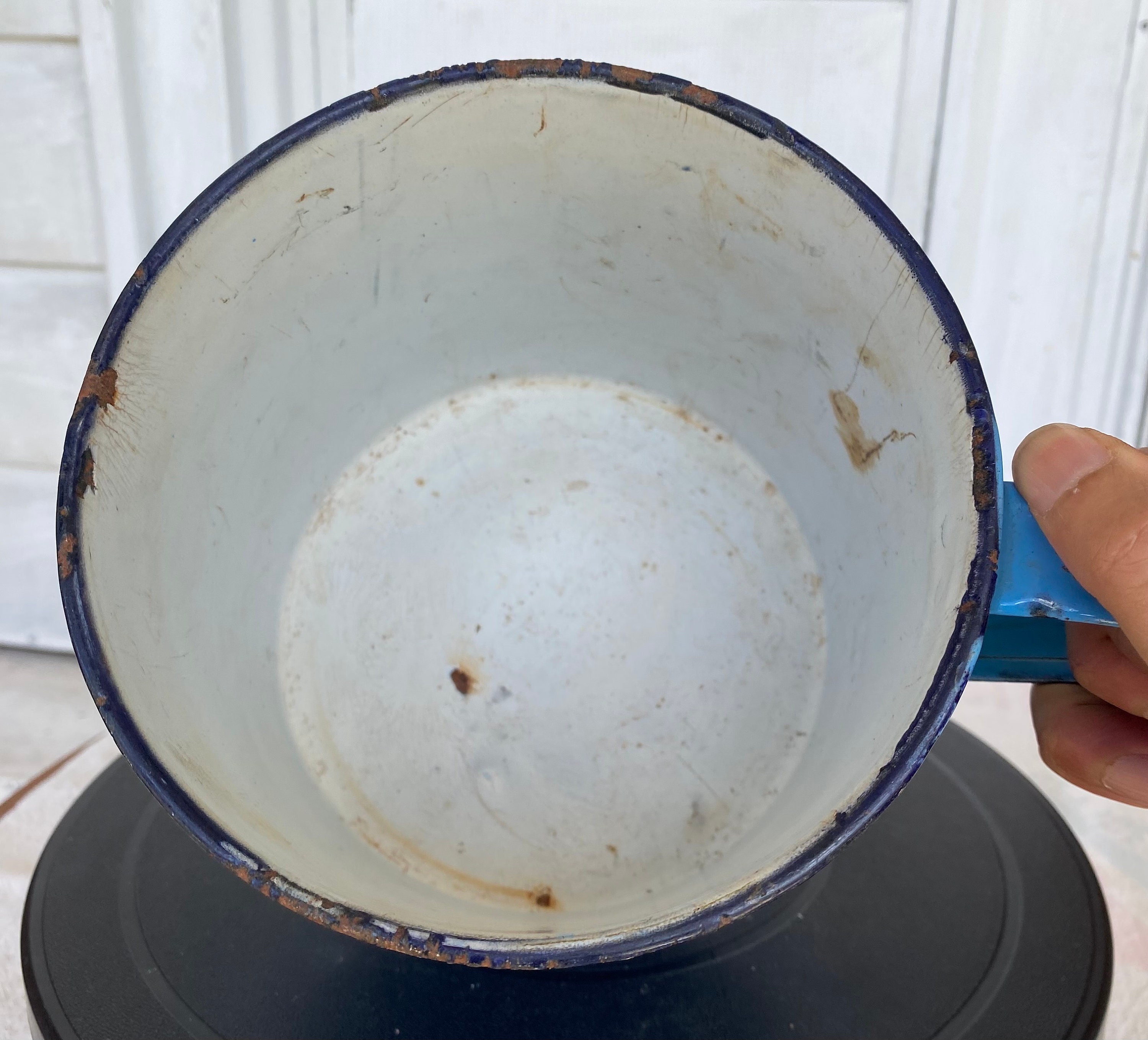 Vintage Enamelware Cup ~ Blue Enamelware Cup ~ Antique Enamelware Cup ...