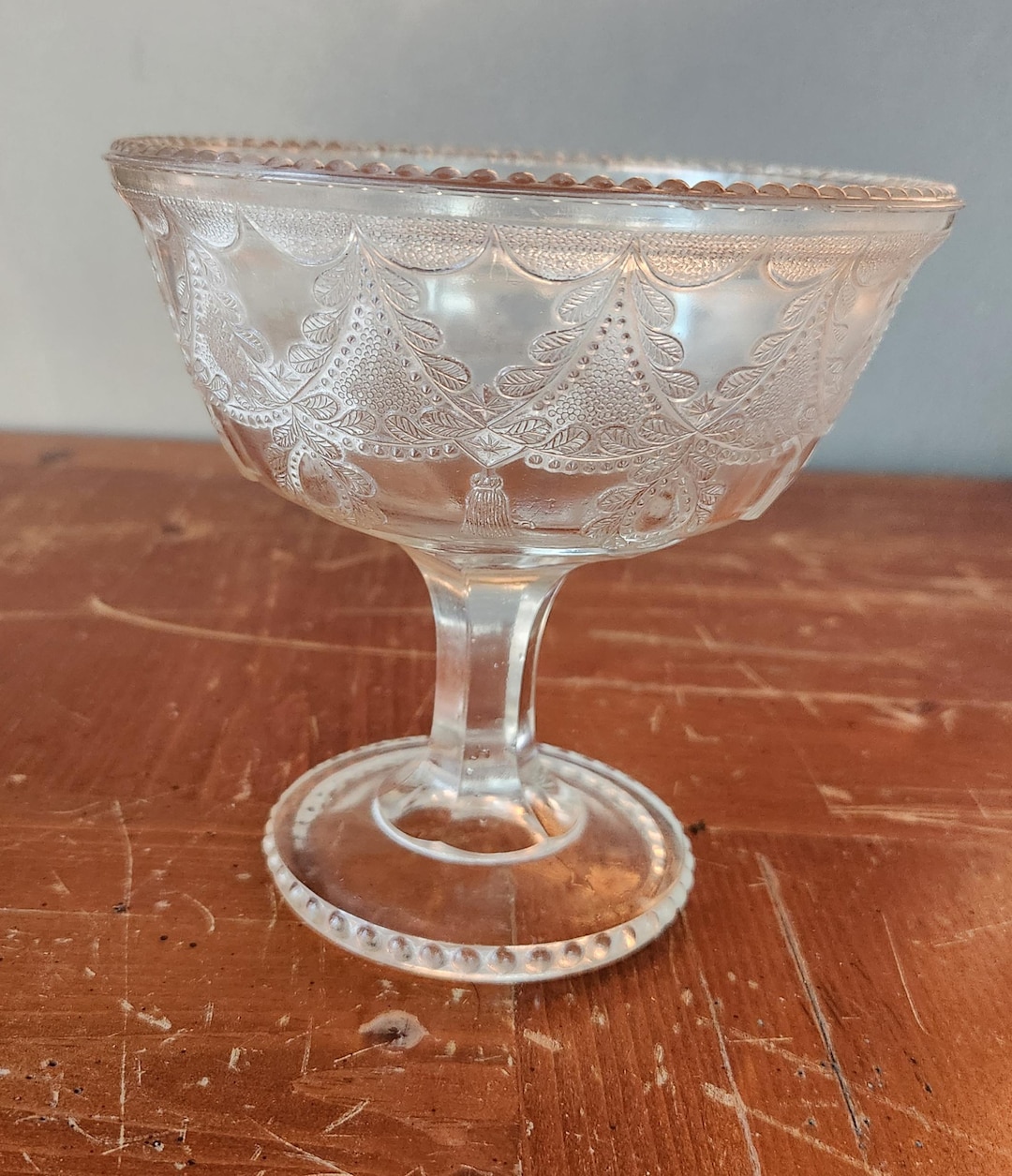 Antique Heisey Compote – 1899 Locket on Chain Pattern, Clear Pressed ...