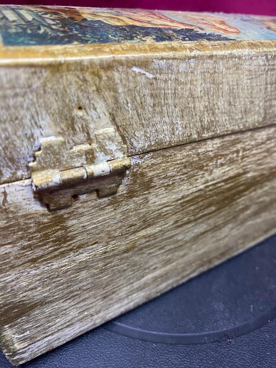 Antique Early 1900s Handmade Wooden Jewelry Box with … - Gem