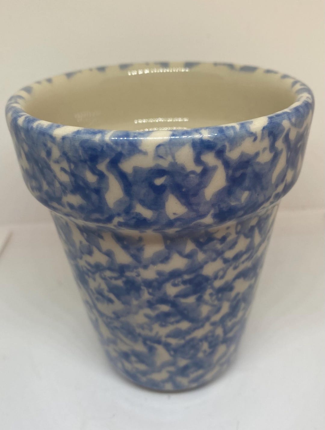 Vintage Mccoy USA Blue Spongeware 4" Mini Flower Pot — Hand-painted ...