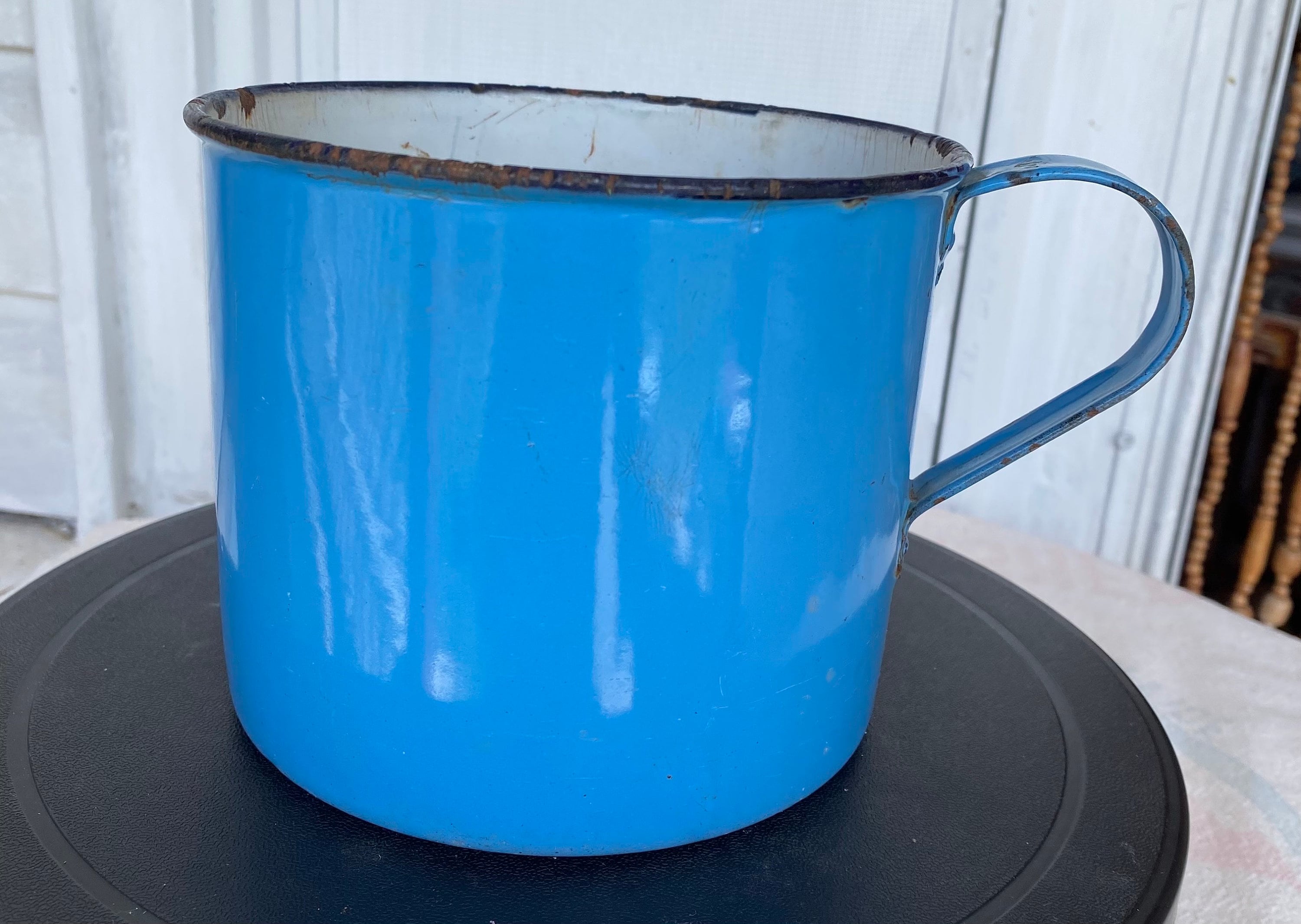 Vintage Enamelware Cup ~ Blue Enamelware Cup ~ Antique Enamelware Cup ...