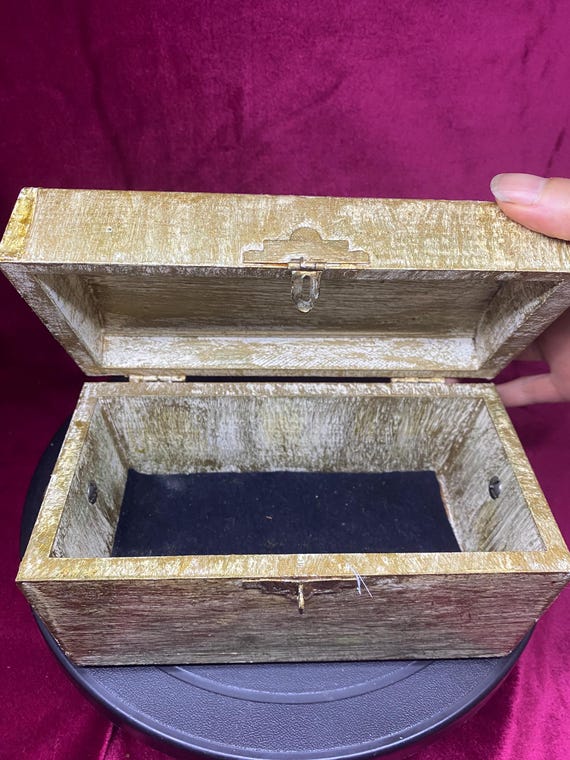 Antique Early 1900s Handmade Wooden Jewelry Box with … - Gem