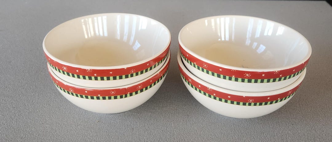 Vintage Thomson Pottery Merry Christmas Bowls Set of 4 | Holiday Cereal ...