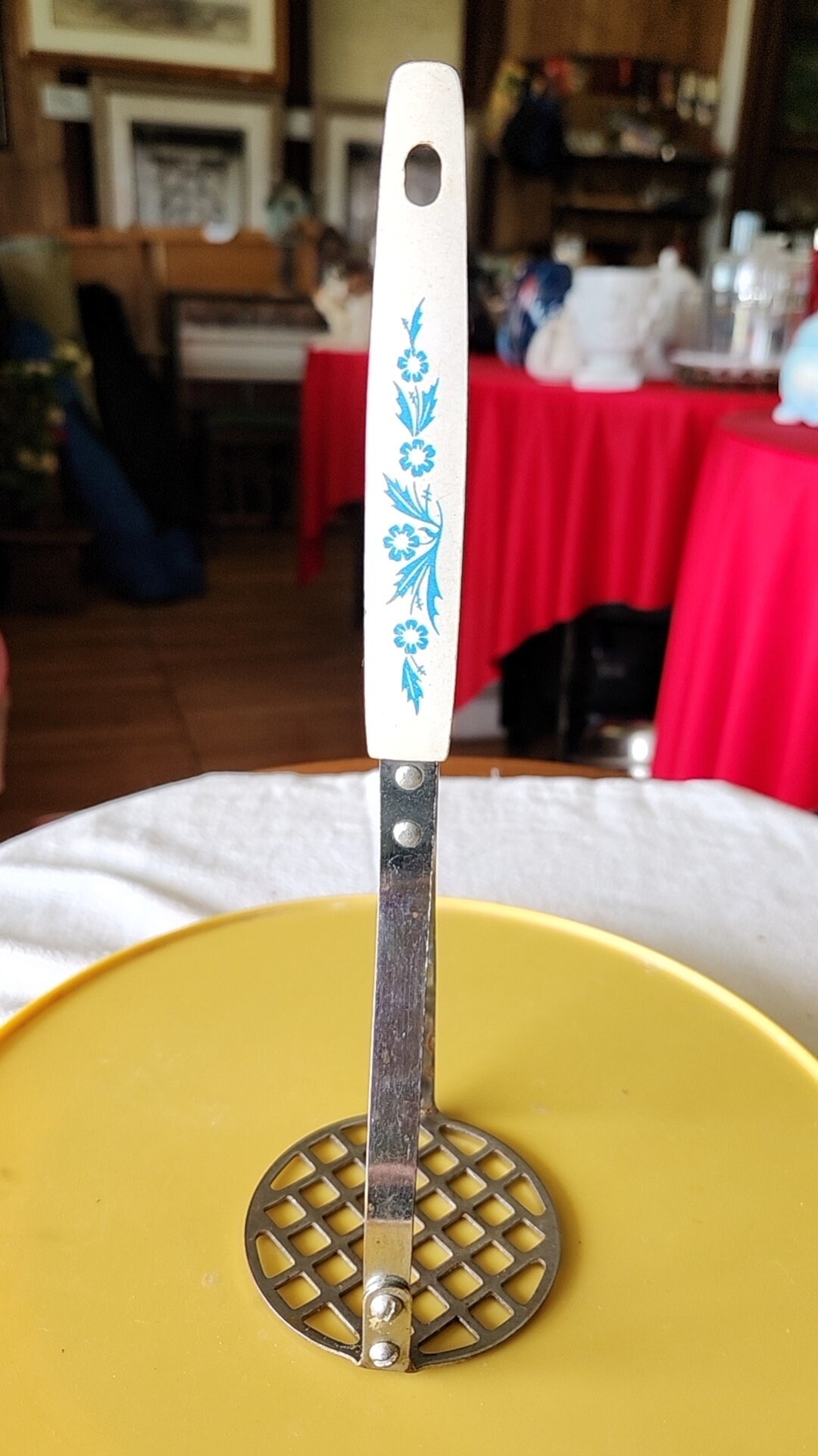 Vintage Potato Masher - Blue Flowers Pattern - Etsy