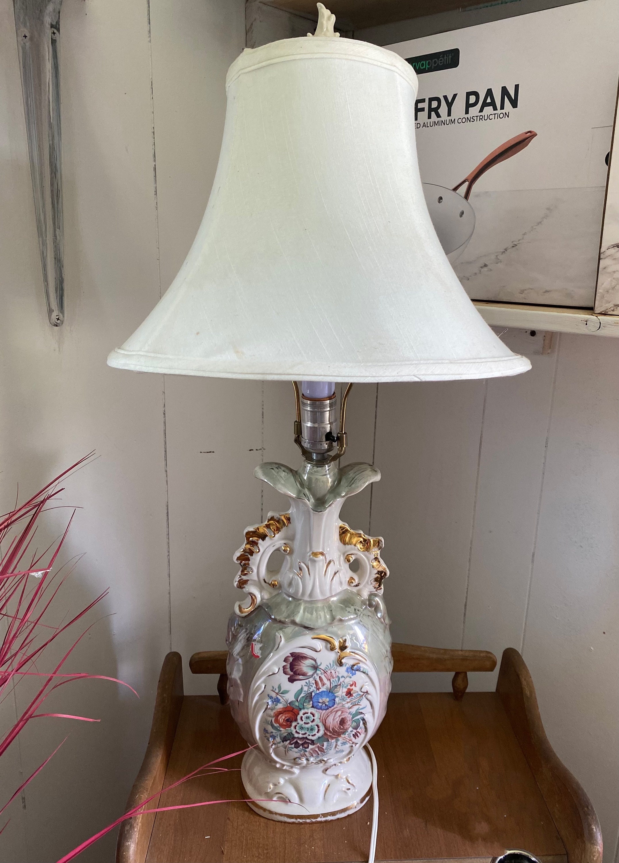 Vintage 1930s Hand Painted Porcelain Boudoir Table Lamp Porcelain With ...
