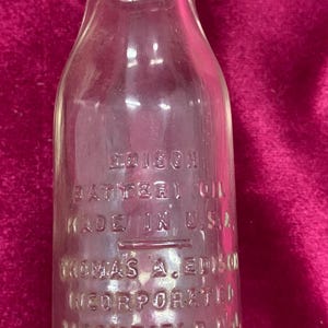 Antique 4” Tall Edison Battery Oil Bottle Embossed With Thomas A ...
