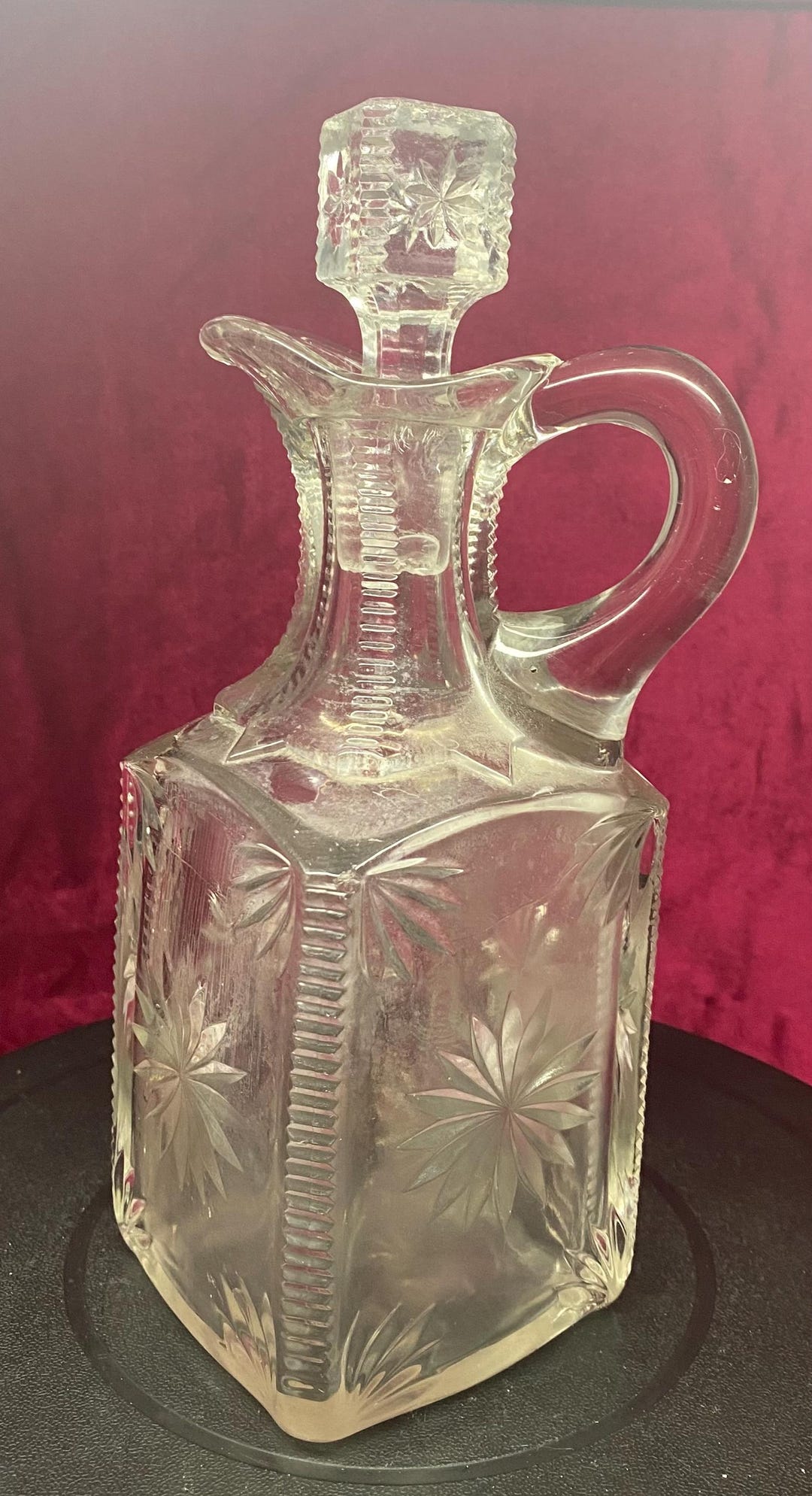 Antique 1899 Model Flint Glass Co. Square Albany Planet Decanter With ...