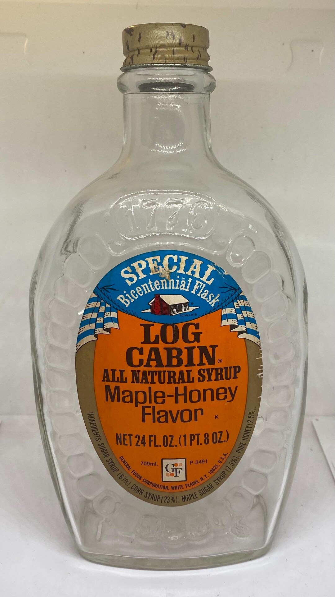 Vintage Log Cabin Syrup Bottle Special Bicentennial Flask 1776-1976 ...