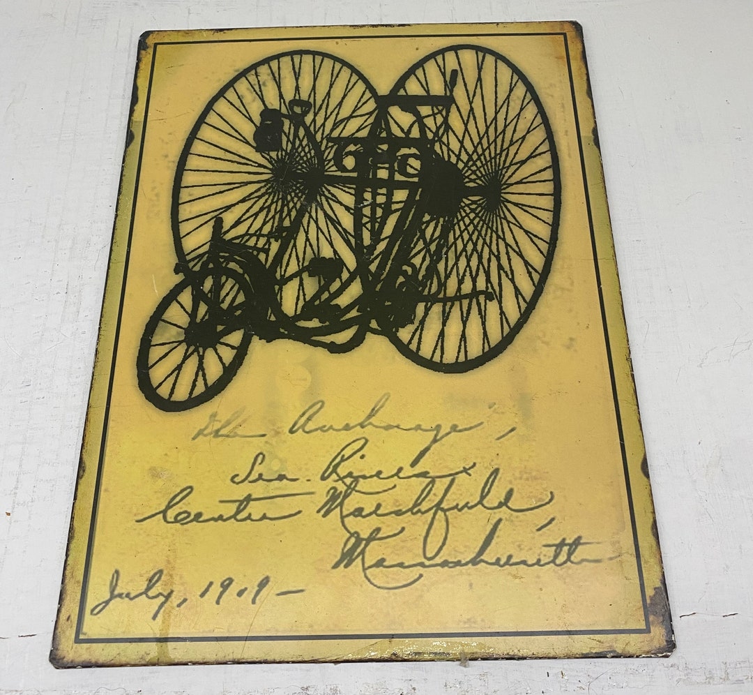Vintage Tin Sign With Tricycle From 1909 - Etsy