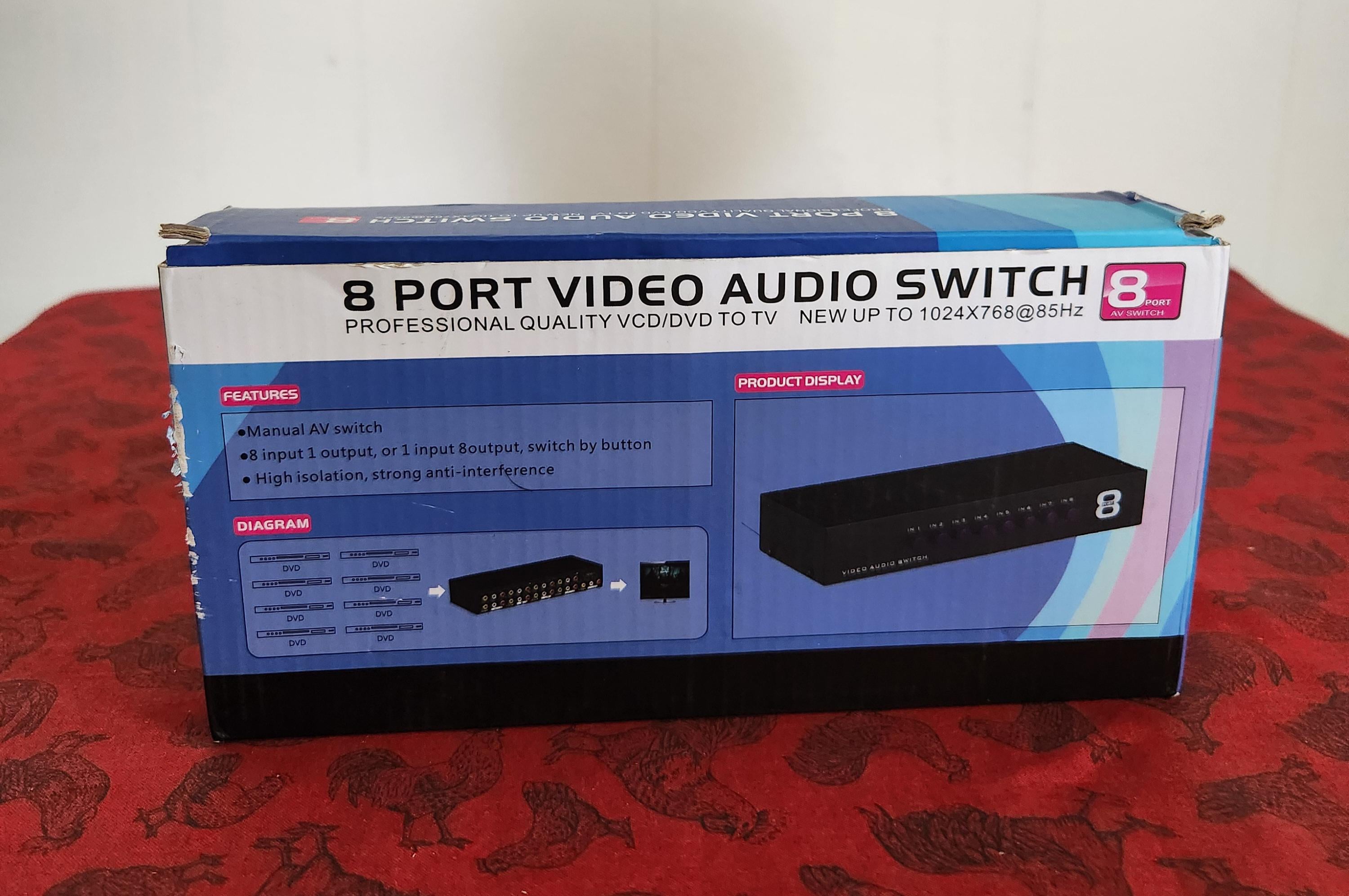 8-way AV Switch Switcher 8 in 1 Out Composite Video L/R Audio Selector Box for DVD STB Game ...