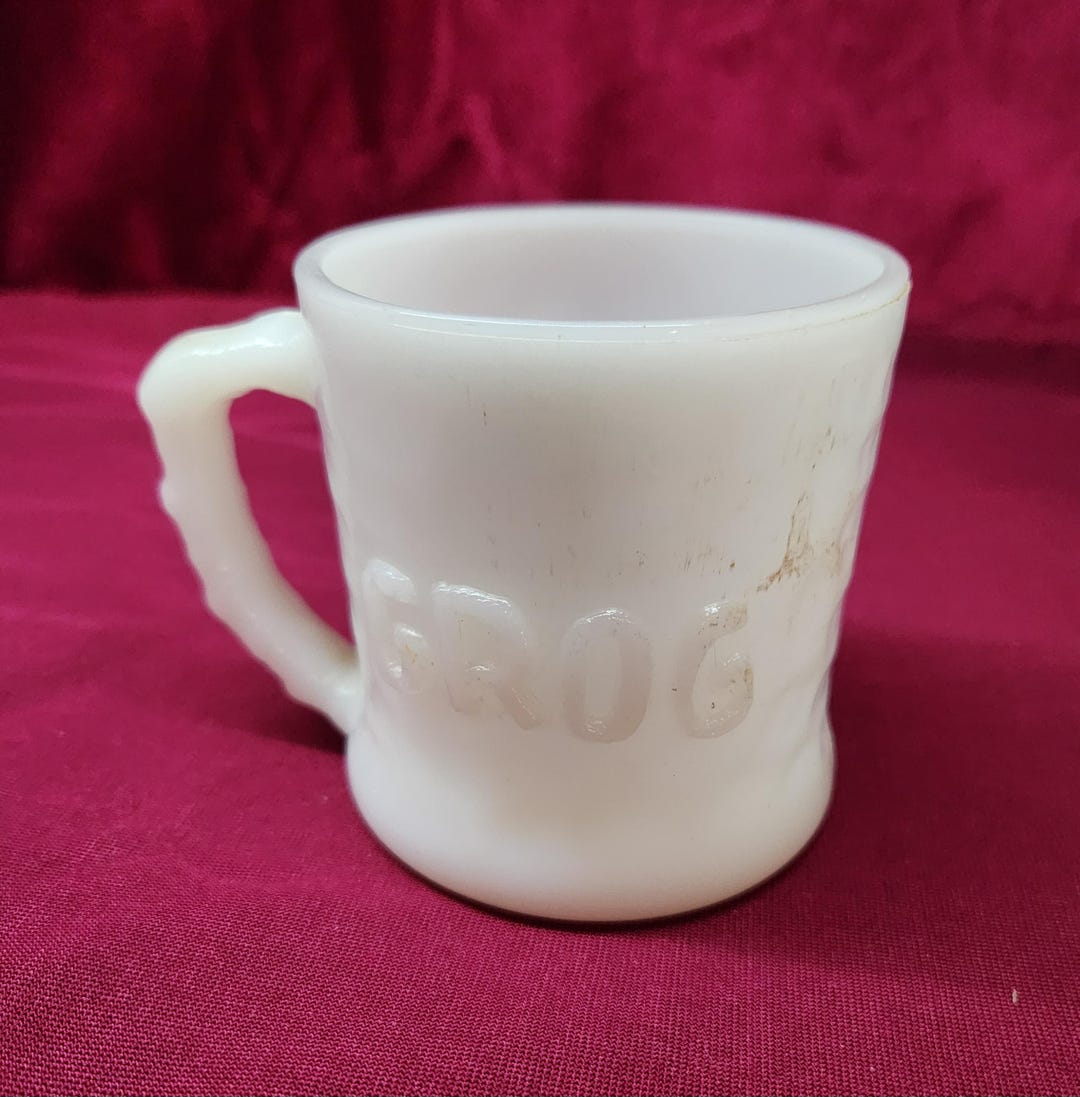 Vintage Milk Glass “GROG” Mug With Embossed Lettering - 3” Diameter - Etsy