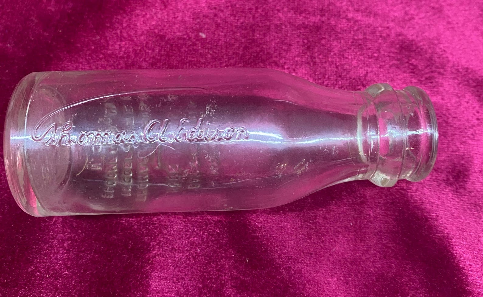 Antique 4” Tall Edison Battery Oil Bottle Embossed With Thomas A ...