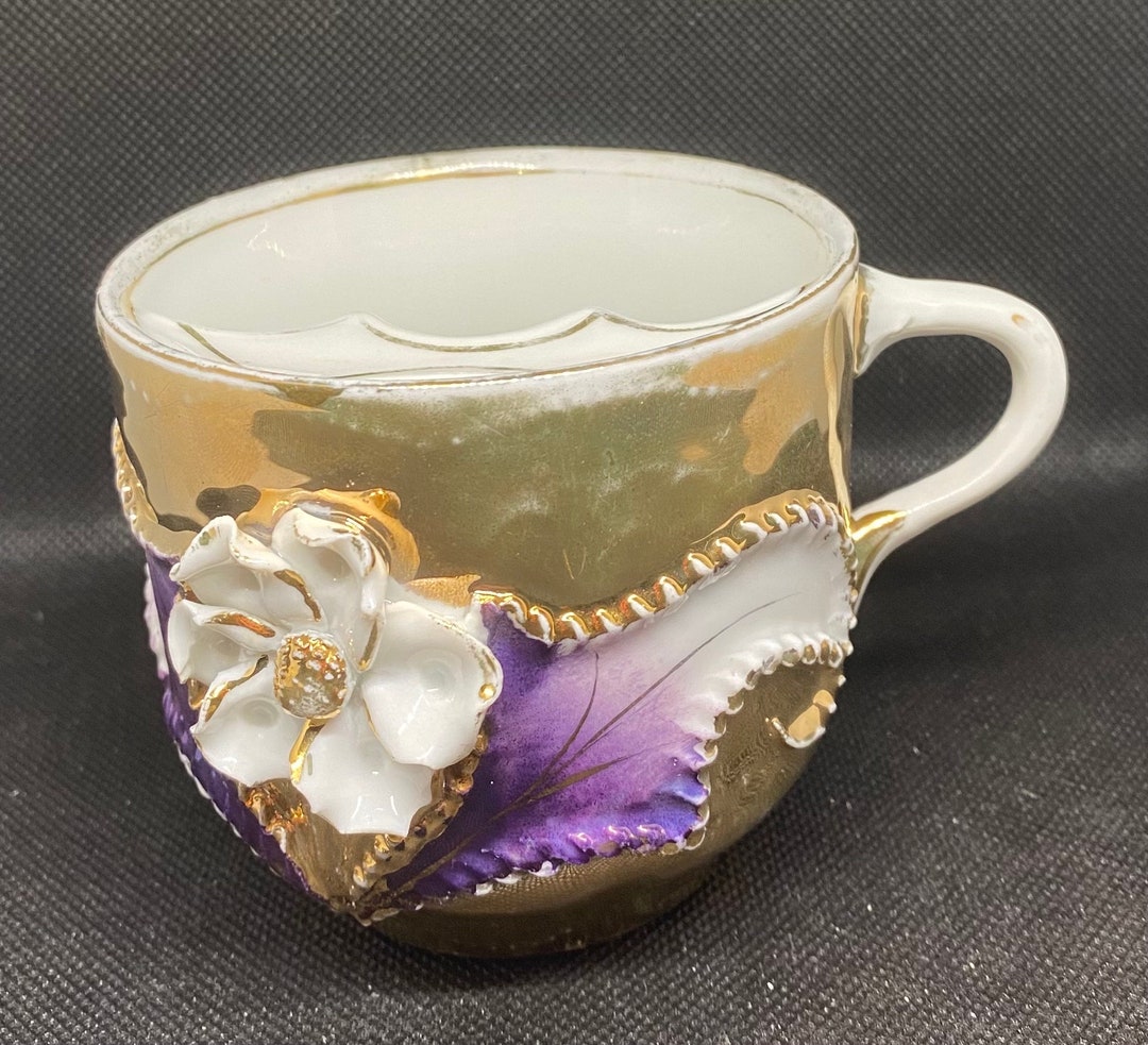 Antique RS Prussia Porcelain Mustache Cup — Hand Painted — Germany — 3. ...