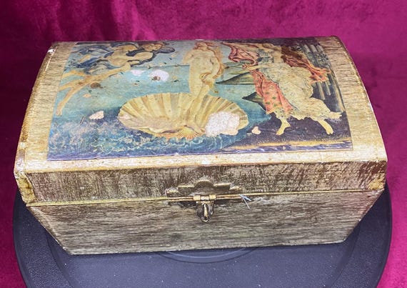 Antique Early 1900s Handmade Wooden Jewelry Box with … - Gem