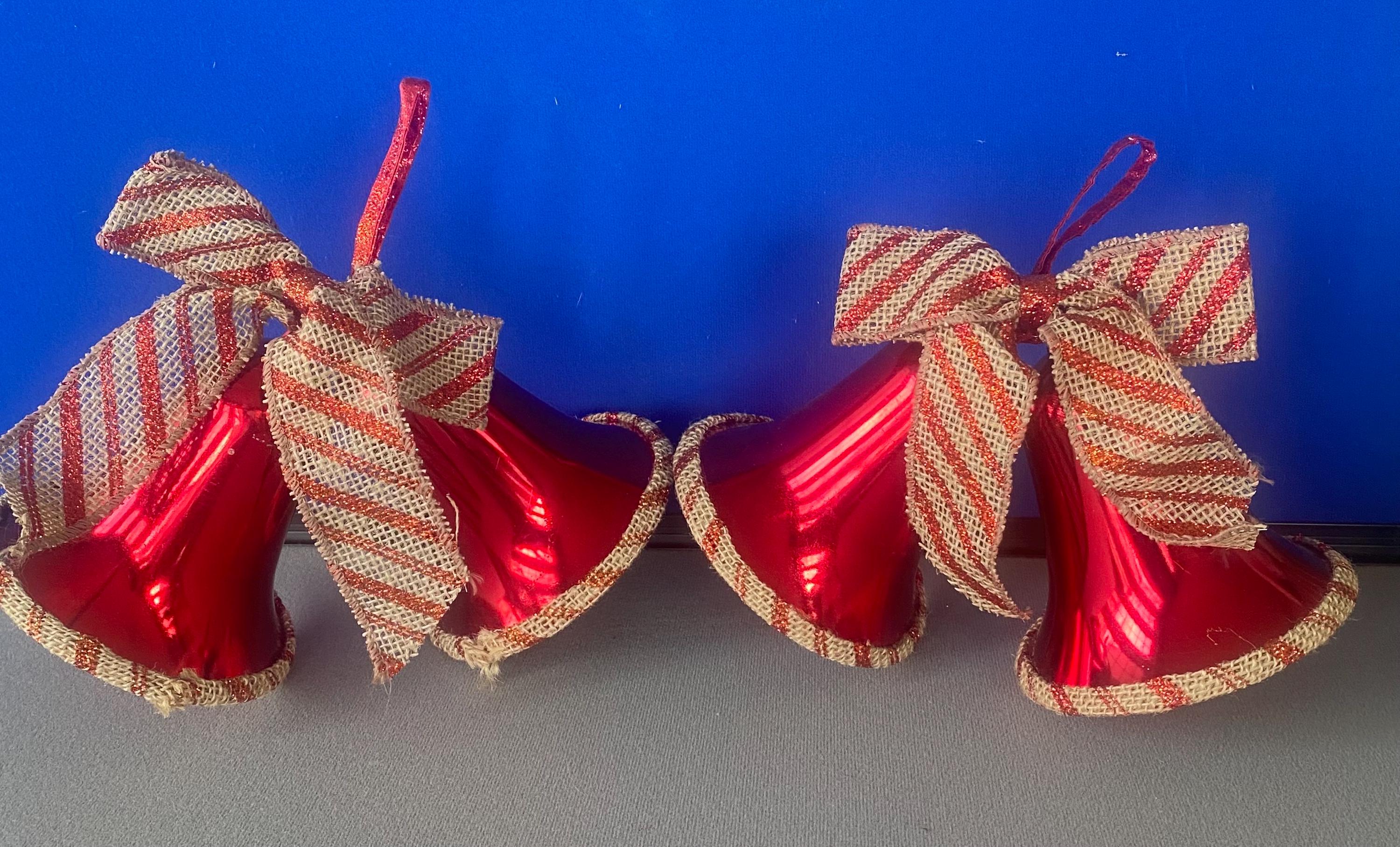 Vintage Christmas Bell Wall Décor Set of 2 – Red Plastic Bells With ...