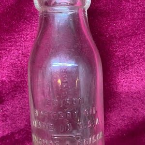 Antique 4” Tall Edison Battery Oil Bottle Embossed With Thomas A ...