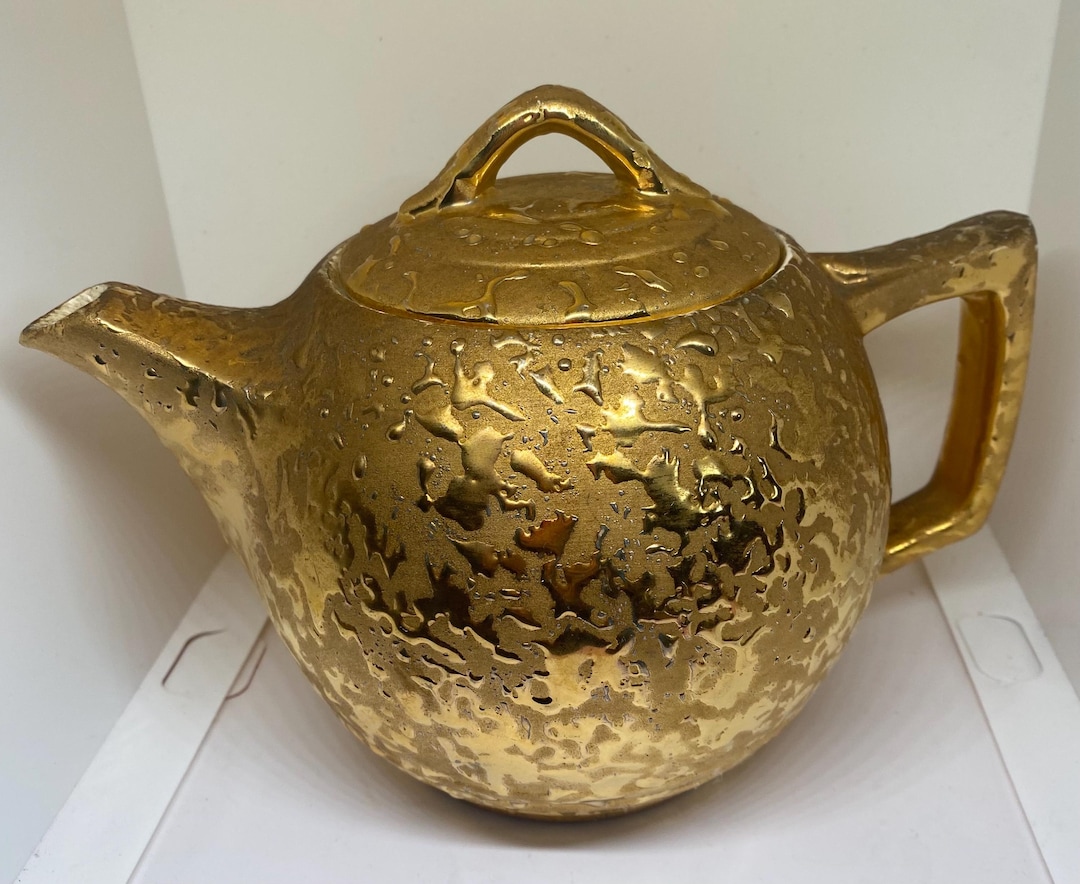 Vintage Mccoy 24k Gold Sunburst Weeping Teapot - Elegant Collectible - Etsy