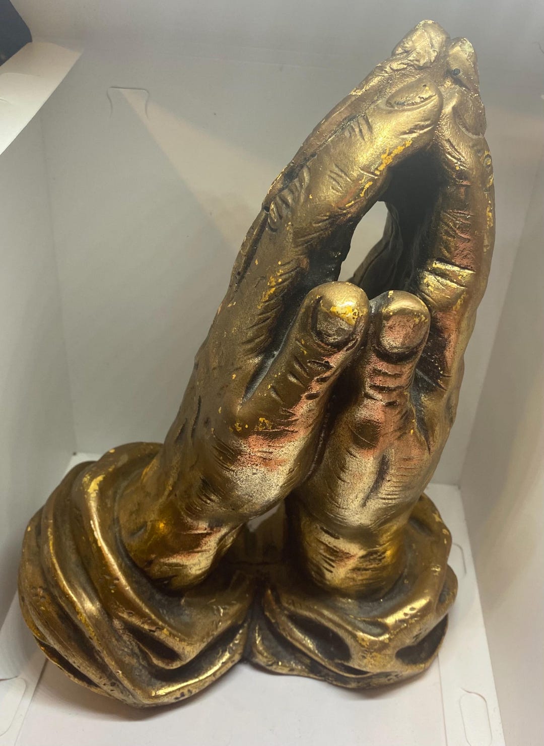 Vintage 11” Tall Mid-century Plaster Gold Praying Hands - Vintage ...