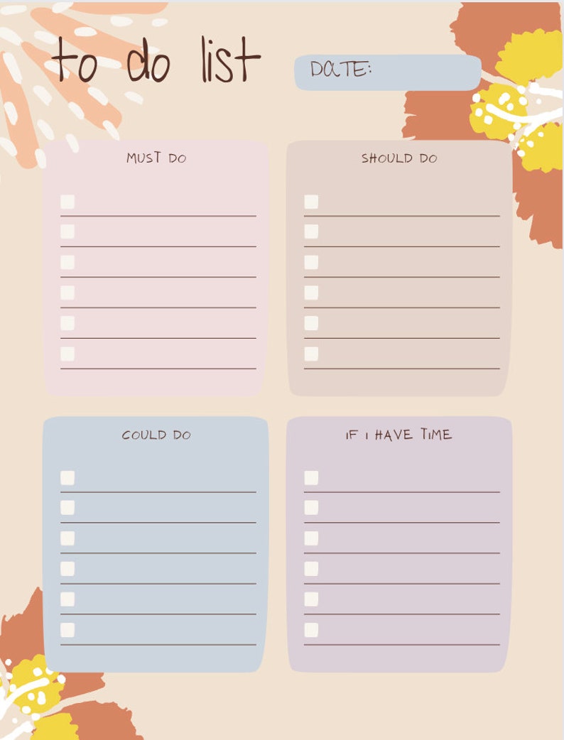 Printable Pastel to Do List - Etsy